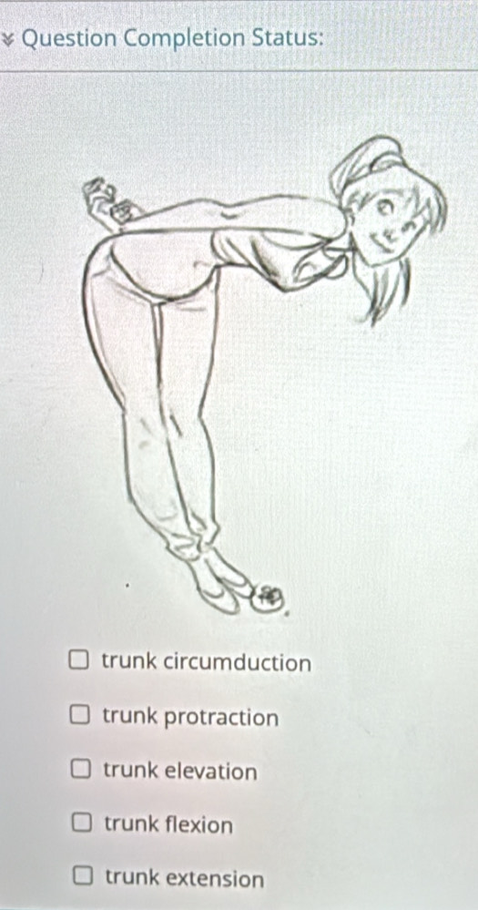 Solved: Question Completion Status: trunk circumduction trunk protraction trunk elevation trunk ...