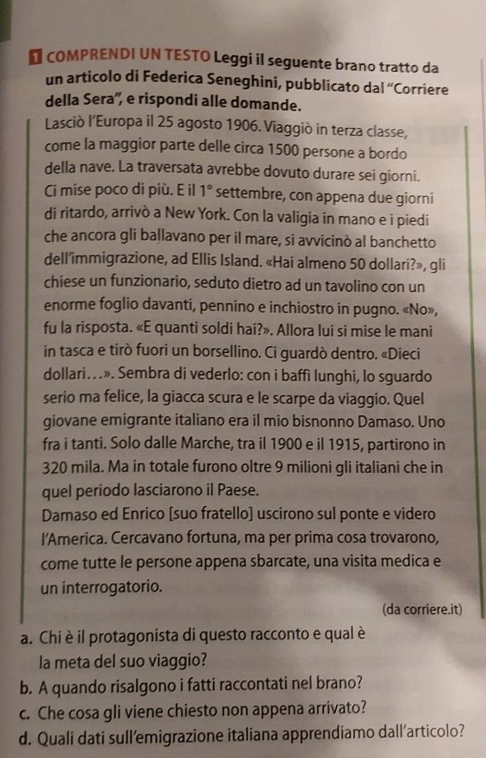Risolto:COMPRENDI UN TESTO Leggi il seguente brano tratto da un ...