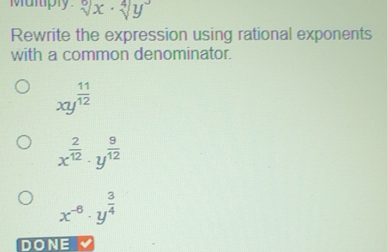 Solved: Muniply Rewrite the expression using rational exponents with a ...
