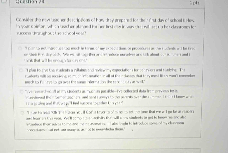 Solved: Consider the new teacher descriptions of how they prepared for ...