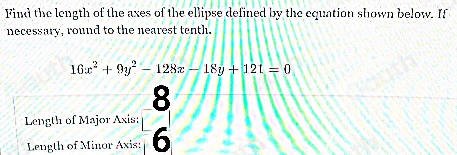 Solved: Find the length of the axes of the ellipse defined by the ...