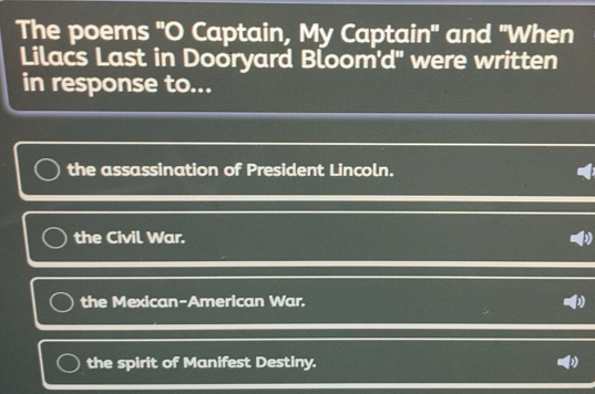 Solved: The poems "O Captain, My Captain" and "When Lilacs Last in ...