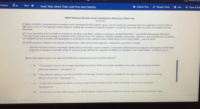 Solved: revious 6 Next 0 Post Test: More Than Just Fun and Games Submit ...