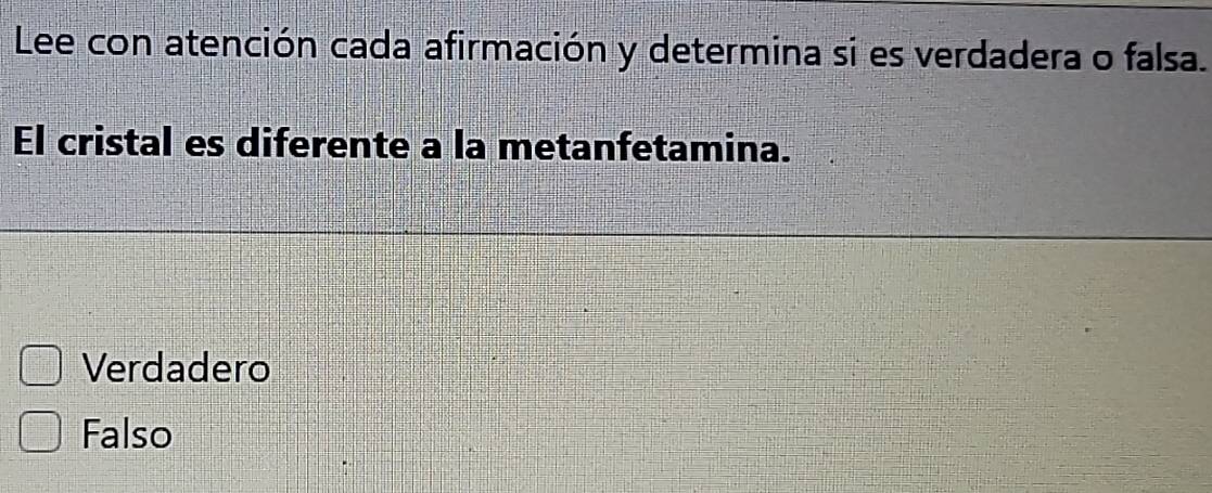 Resuelto:Lee con atención cada afirmación y determina si es verdadera o ...