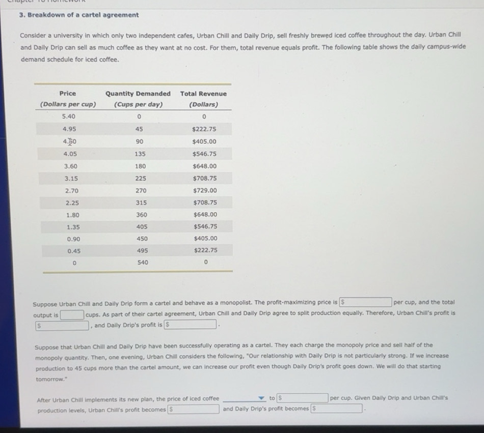Solved: Breakdown of a cartel agreement Consider a university in which ...