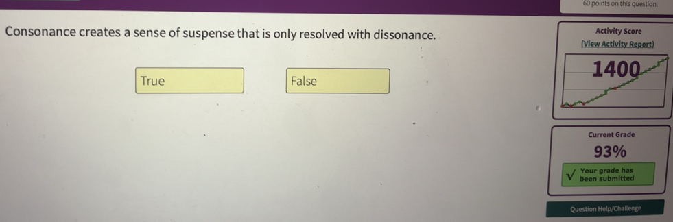 Solved: on this question. Consonance creates a sense of suspense that ...