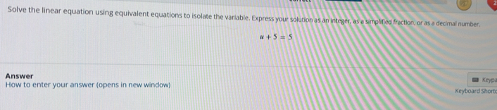 Solved: Solve the linear equation using equivalent equations to isolate ...