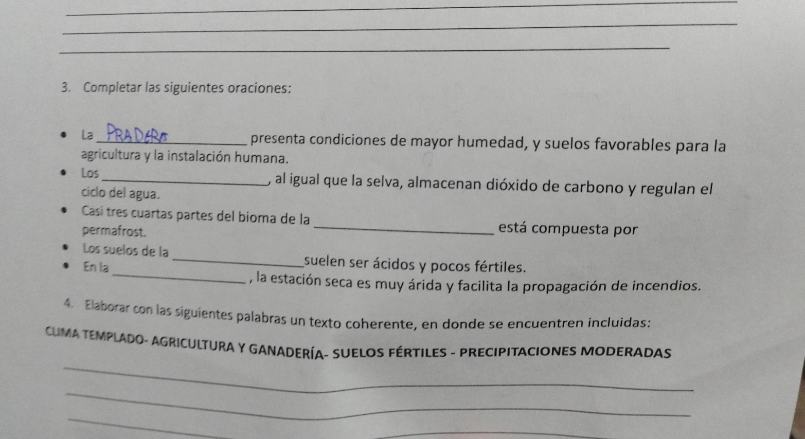 Solved: Completar las siguientes oraciones: La _presenta condiciones de ...