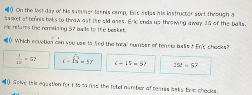 Solved: On the last day of his summer tennis camp, Eric helps his ...