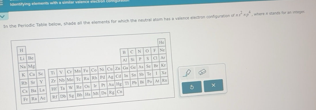 Solved: Identifying elements with a similar valence electron ...