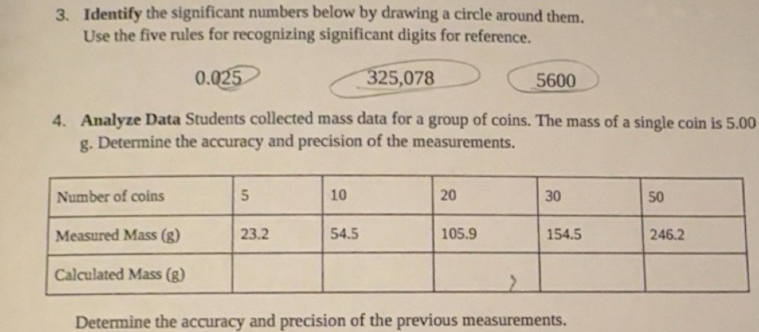 Solved: Identify the significant numbers below by drawing a circle ...