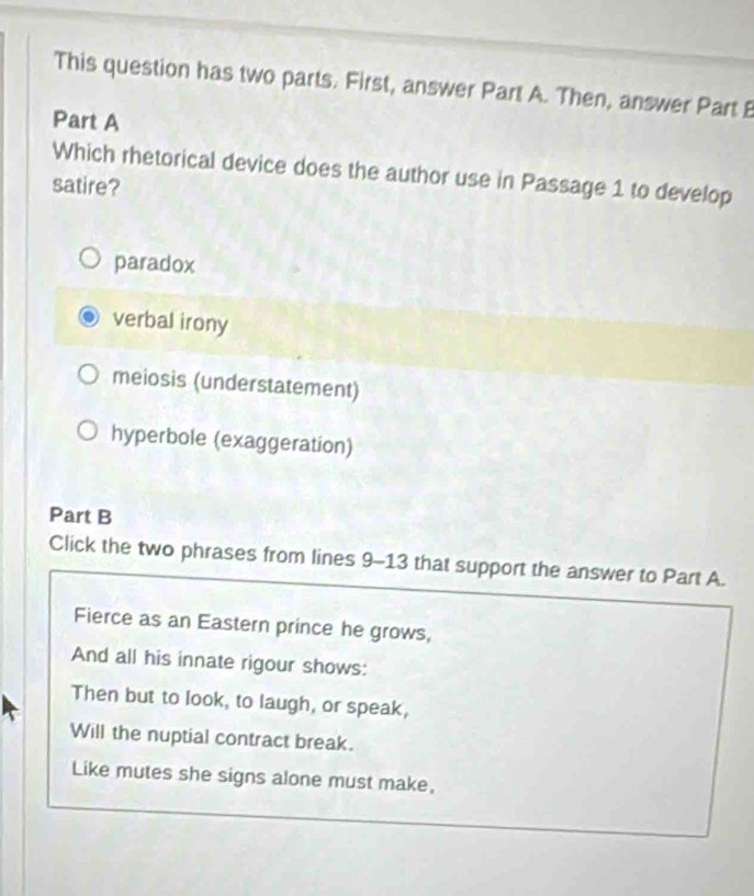 Solved: This question has two parts. First, answer Part A. Then, answer Part B Part A Which ...