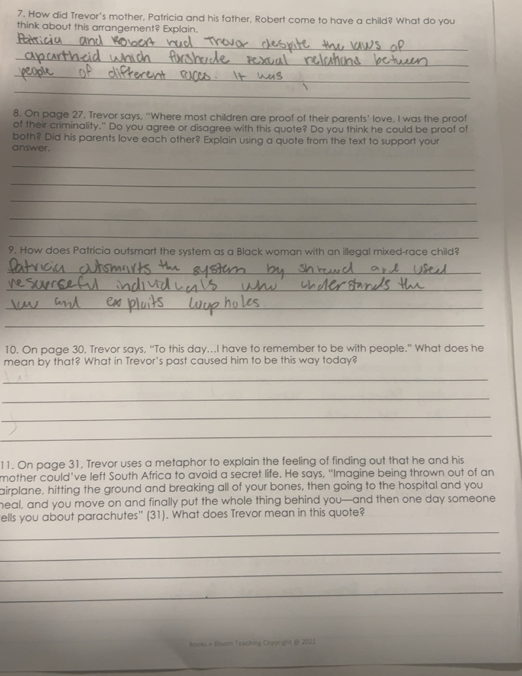 Solved: How did Trevor's mother, Patricia and his father, Robert come ...