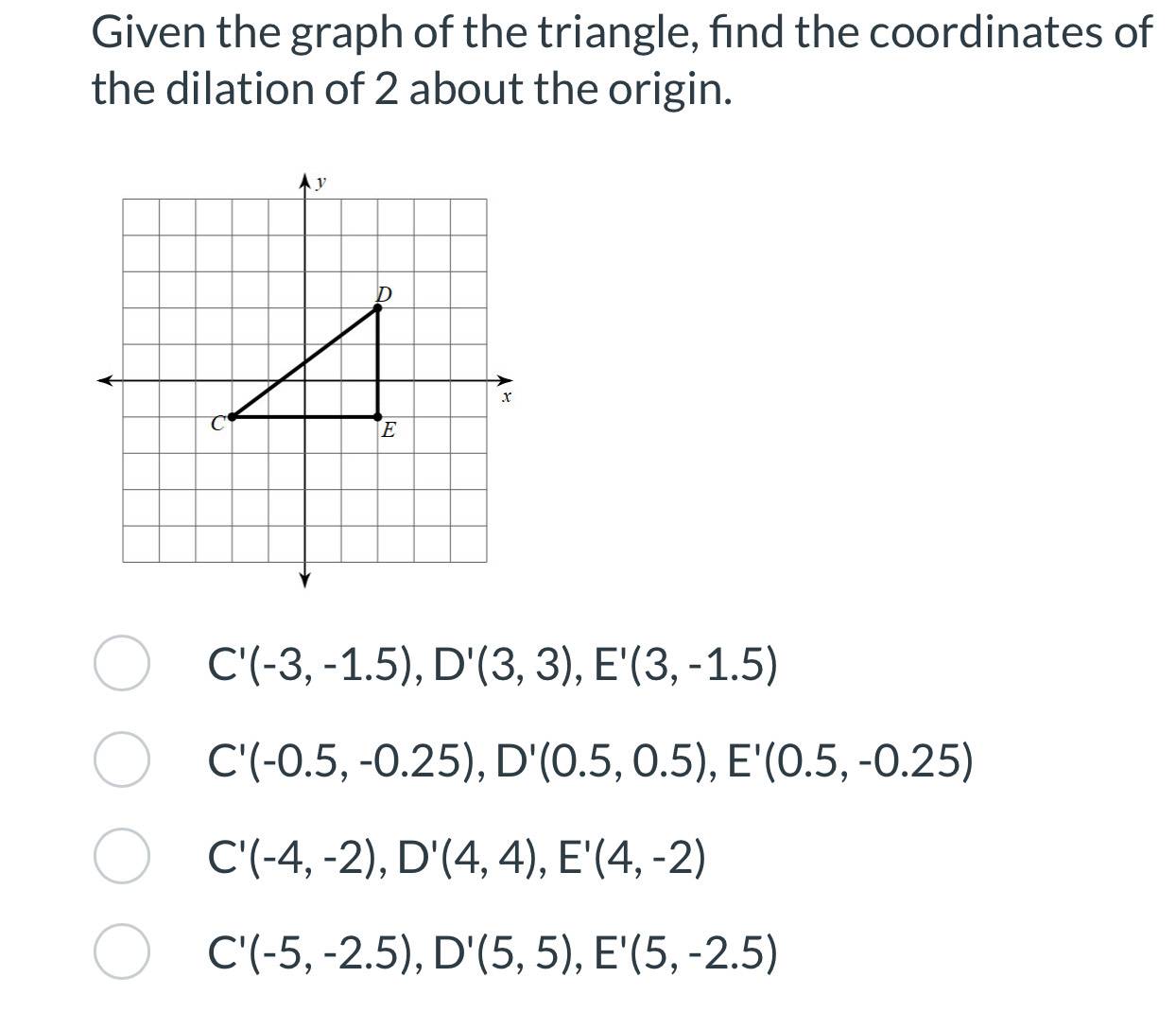 Solved: Given the graph of the triangle, find the coordinates of the ...