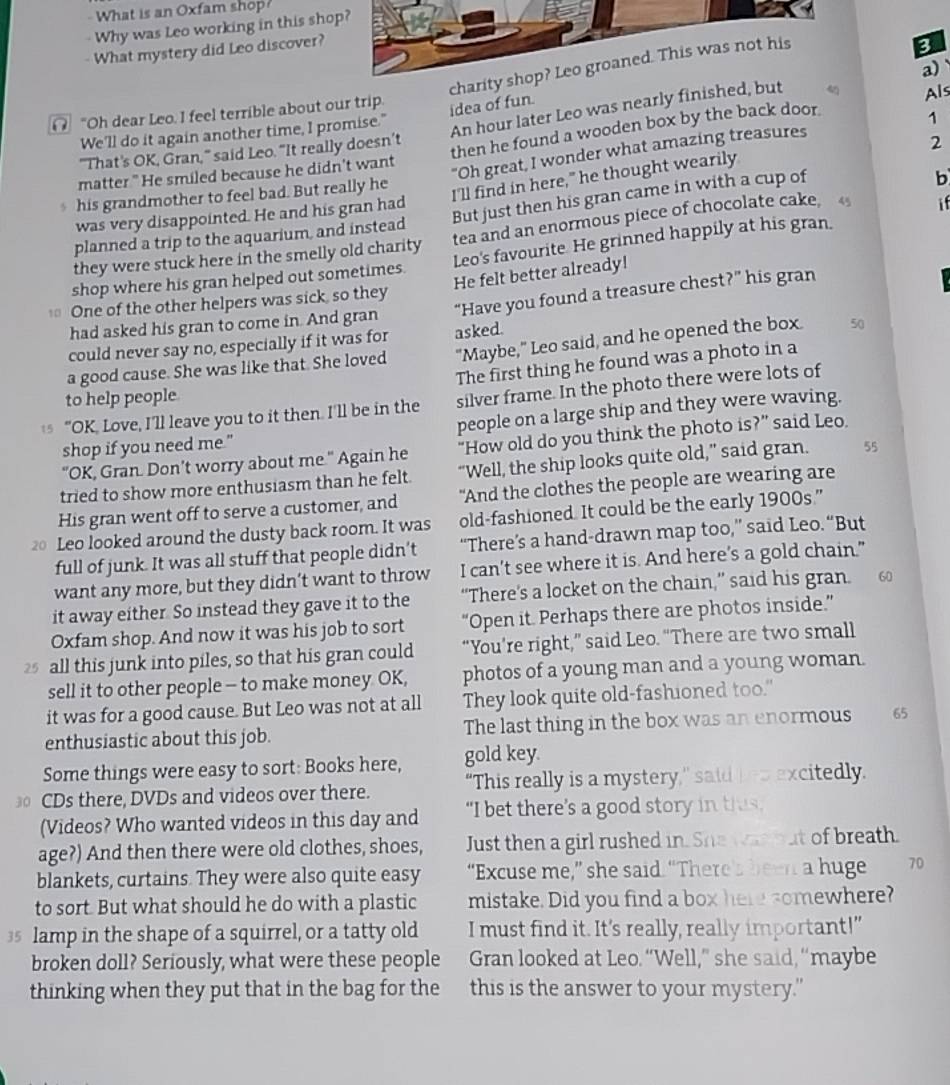 Gelöst:What is an Oxfam shop Why was Leo working in this sh What ...