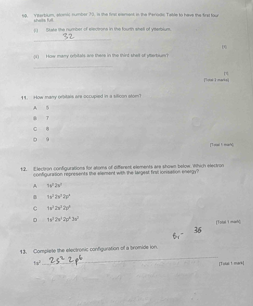 Solved: Ytterbium, atomic number 70, is the first element in the ...