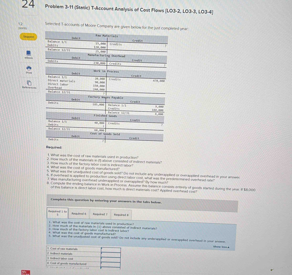 Solved: Problem 3-11 (Static) T-Account Analysis of Cost Flows [LO3-2, LO3-3, LO3-4] 1.2 ...