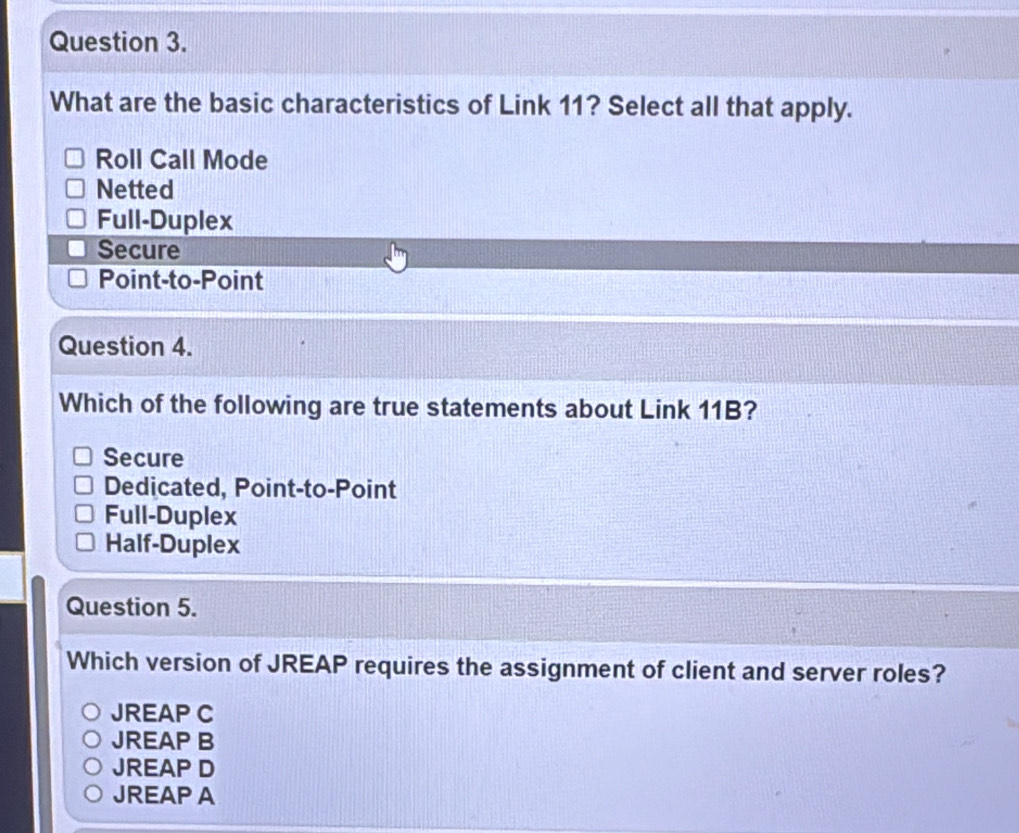Solved: What are the basic characteristics of Link 11? Select all that ...