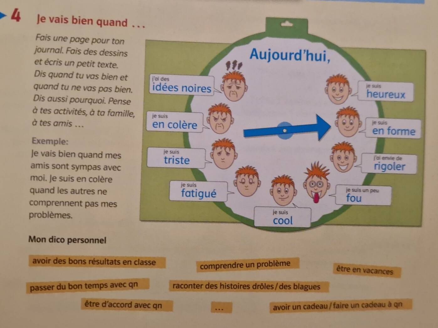 Gelöst:Je vais bien quand Fais une page pour ton journal. Fais des ...