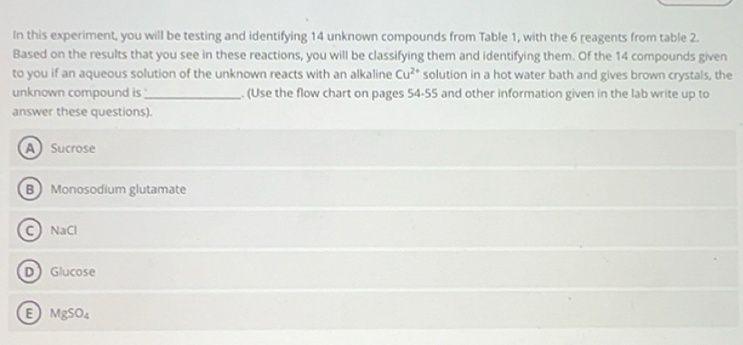 Solved: In this experiment, you will be testing and identifying 14 ...