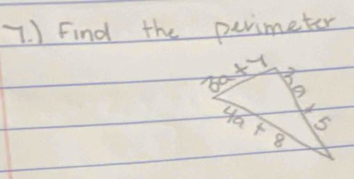 Solved: ) Find the perimeter 3a+y 3 49 5 8 [Math]