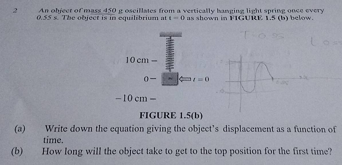 Selesai:An object of mass 450 g oscillates from a vertically hanging ...
