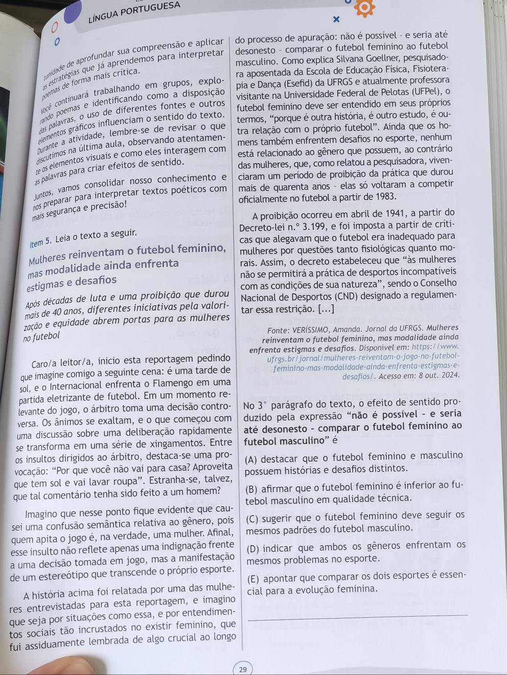 Resolvido:LÍNGUA PORTUGUESA runidade de aprofundar sua compreensão e ...