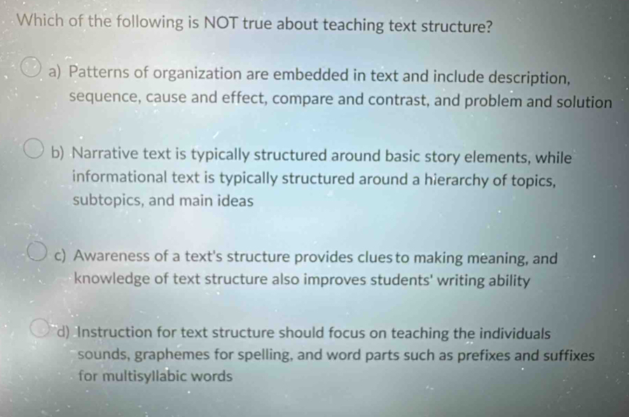 Solved: Which of the following is NOT true about teaching text ...