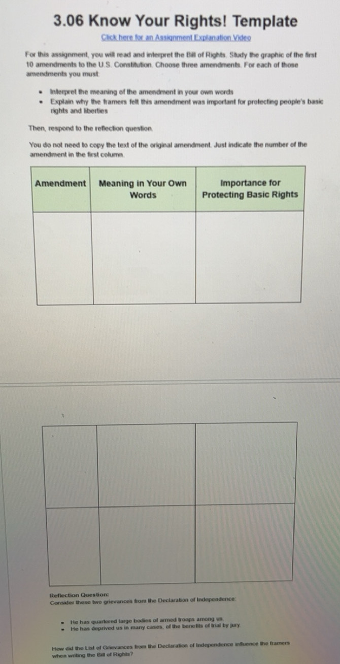 Solved: 3.06 Know Your Rights! Template Click here for an Assignment ...
