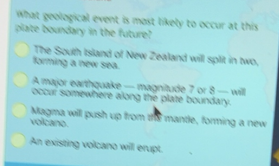 Solved: what geological event is most likely to occur at this plate ...