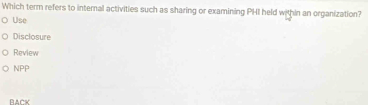 Solved: Which term refers to internal activities such as sharing or ...