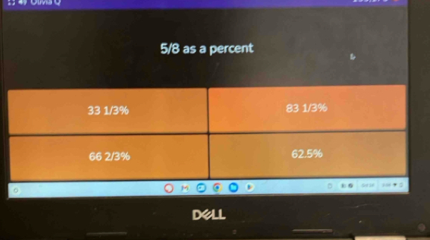 Solved: 5/8 as a percent [Math]