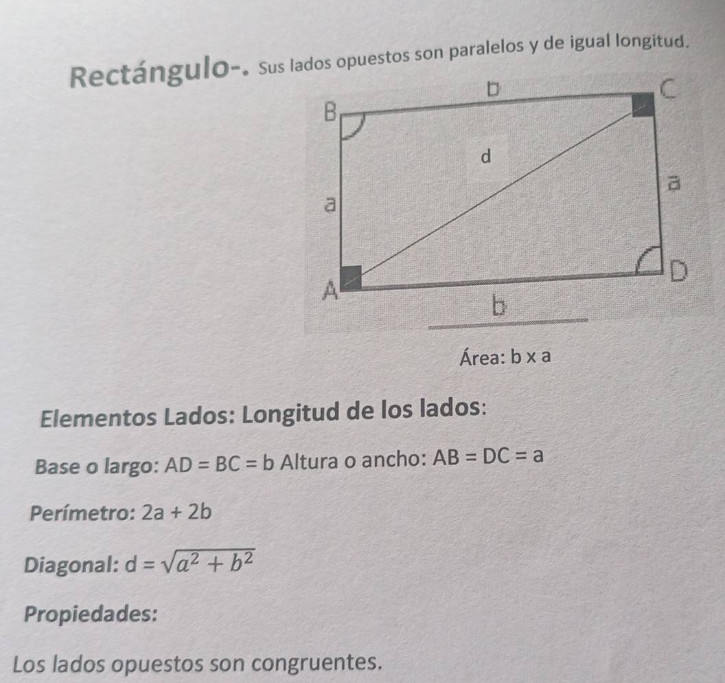 Resuelto:Rectángulo-. Sus lados opuestos son paralelos y de igual ...