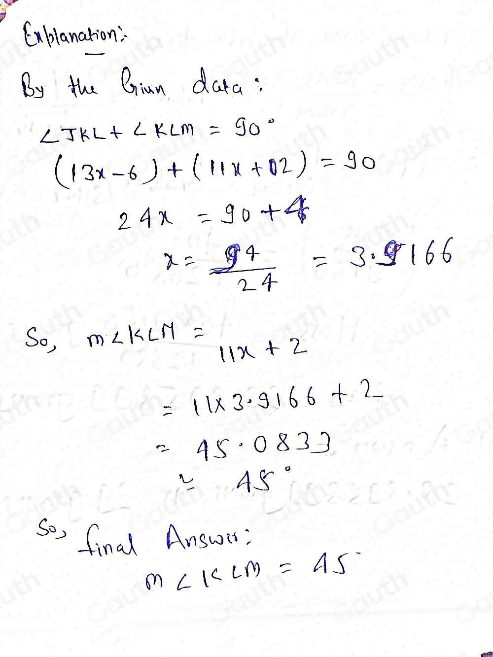 Solved: vector LK bisects ∠ JLM m∠ JLK=(13x-6)^circ and m∠ KLM=(11x+2 ...