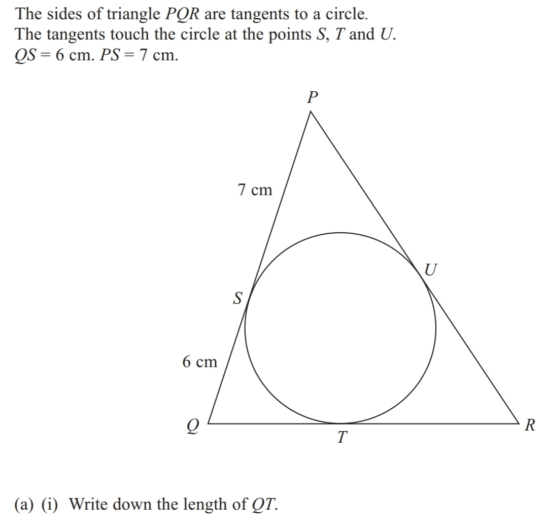 Solved: The sides of triangle PQR are tangents to a circle. The tangents touch the circle at the ...