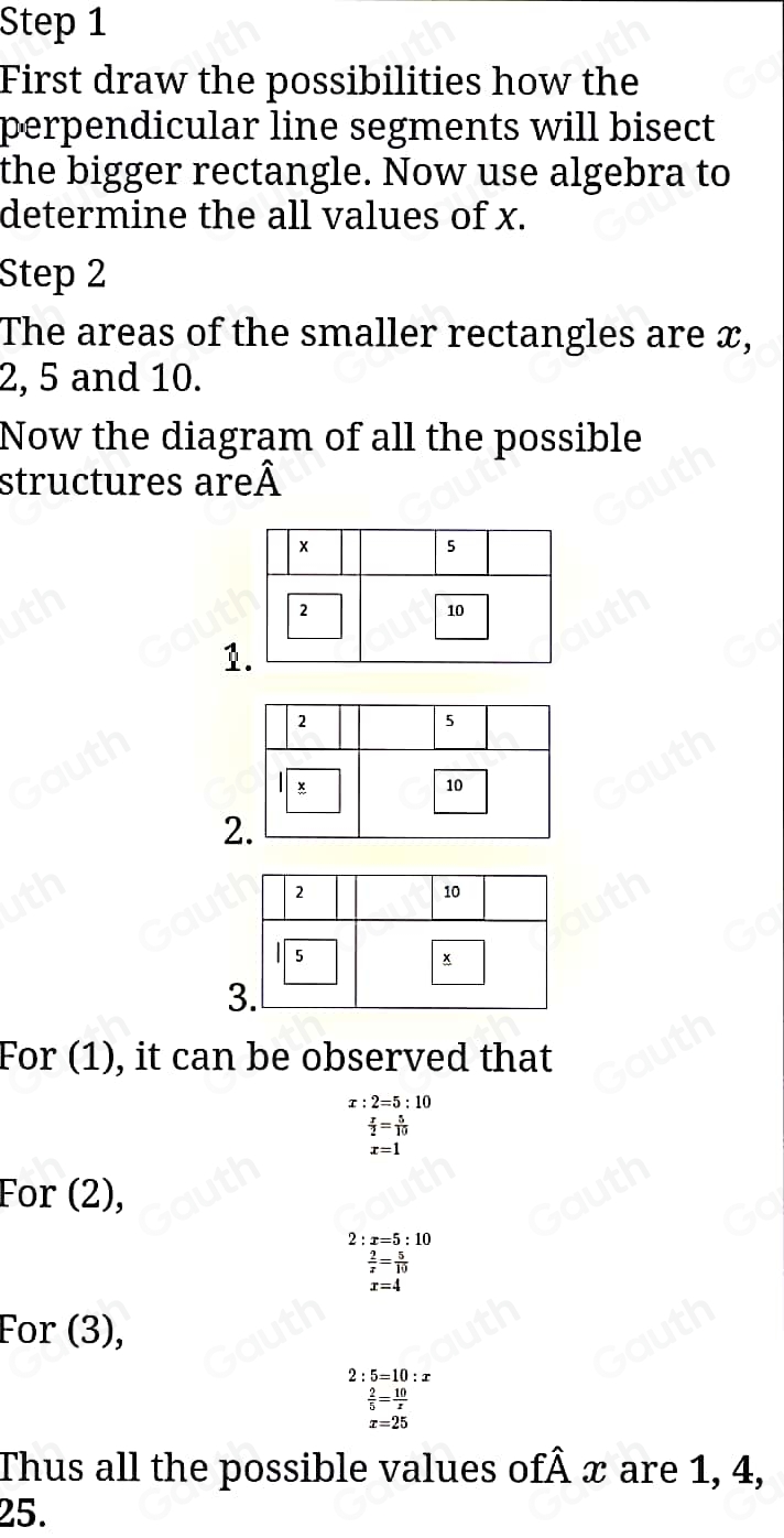 Solved: Two perpendicular line segments partition the interior of a ...