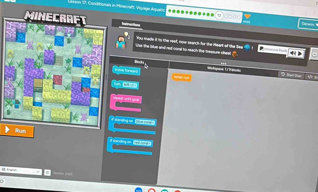 Solved: Lesson 17: Conditionals in Minecraft: Voyage Aquatic 0 ...