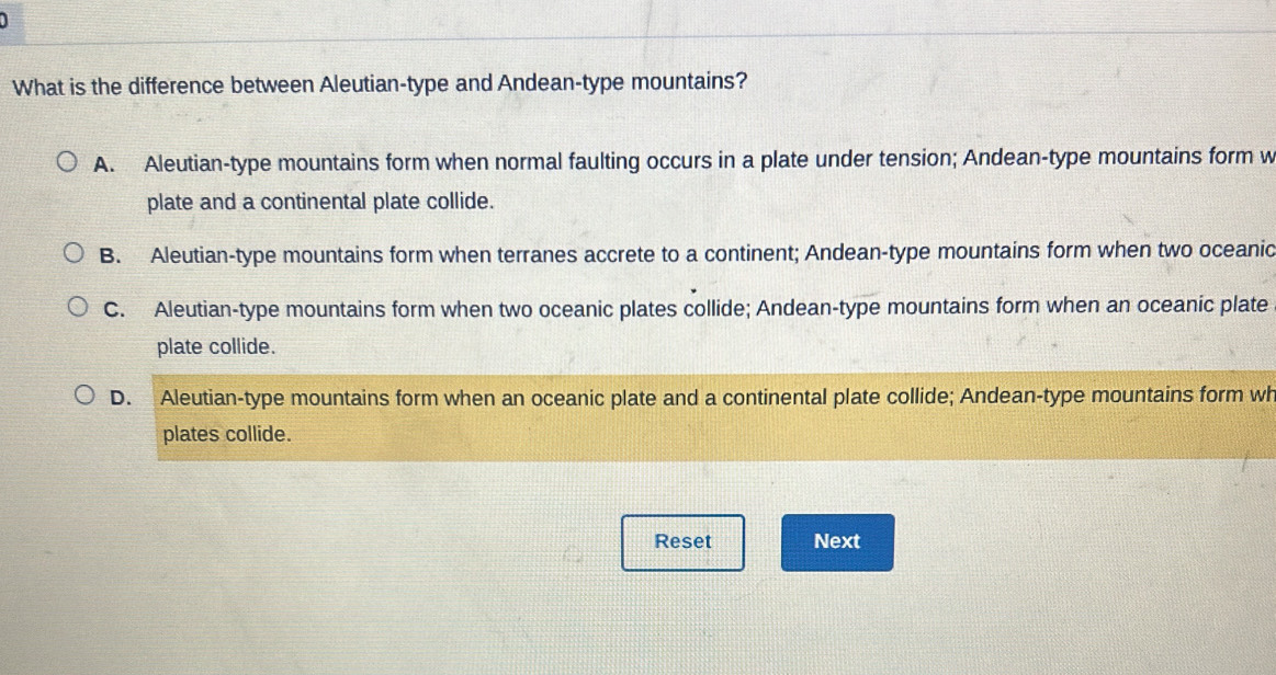 Solved: What is the difference between Aleutian-type and Andean-type ...