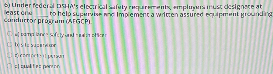 Solved: Under federal OSHA's electrical safety requirements, employers ...