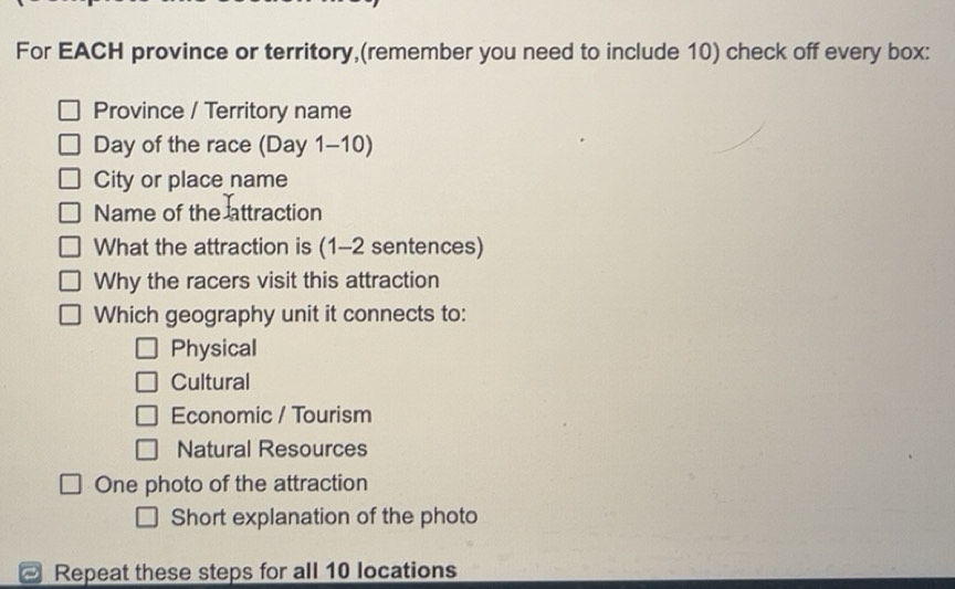Solved: For EACH province or territory,(remember you need to include 10 ...