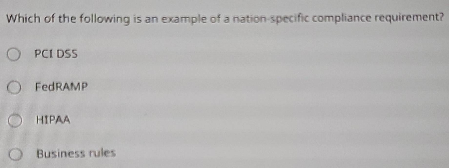 Solved: Which of the following is an example of a nation-specific ...