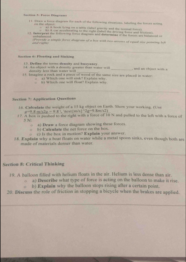 Solved: Force Diagrams 11. Draw a force diagram for each of the ...