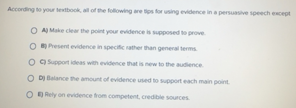 Solved: According to your textbook, all of the following are tips for ...