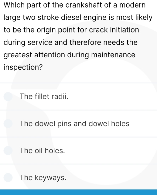 Solved: Which part of the crankshaft of a modern large two stroke ...