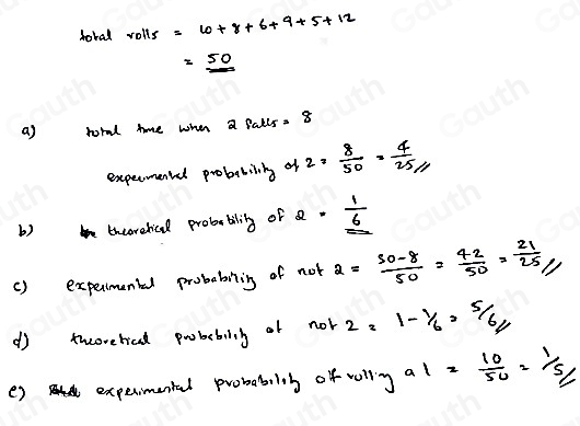 Solved: Tebretical and Experimental Probability 1. A number cube is ...