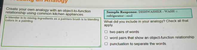 an Analogy Create your own analogy with an object-to-function ...