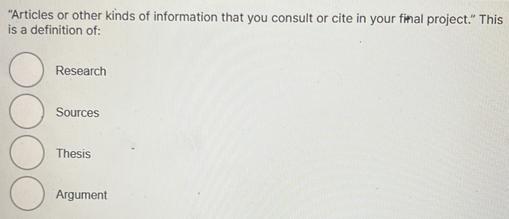Solved: “Articles or other kinds of information that you consult or ...