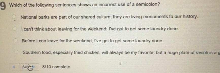 Solved: Which of the following sentences shows an incorrect use of a ...