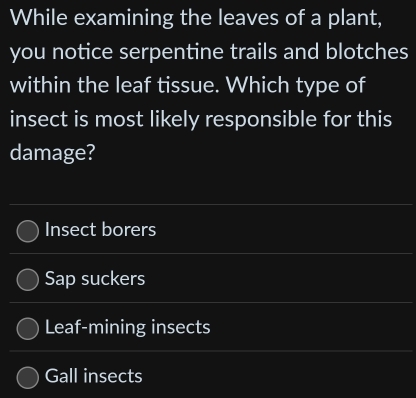 Solved: While examining the leaves of a plant, you notice serpentine ...