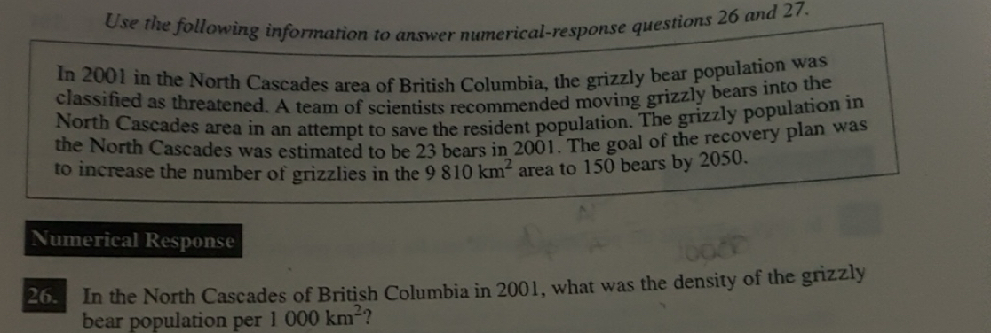 Solved: Use the following information to answer numerical-response ...